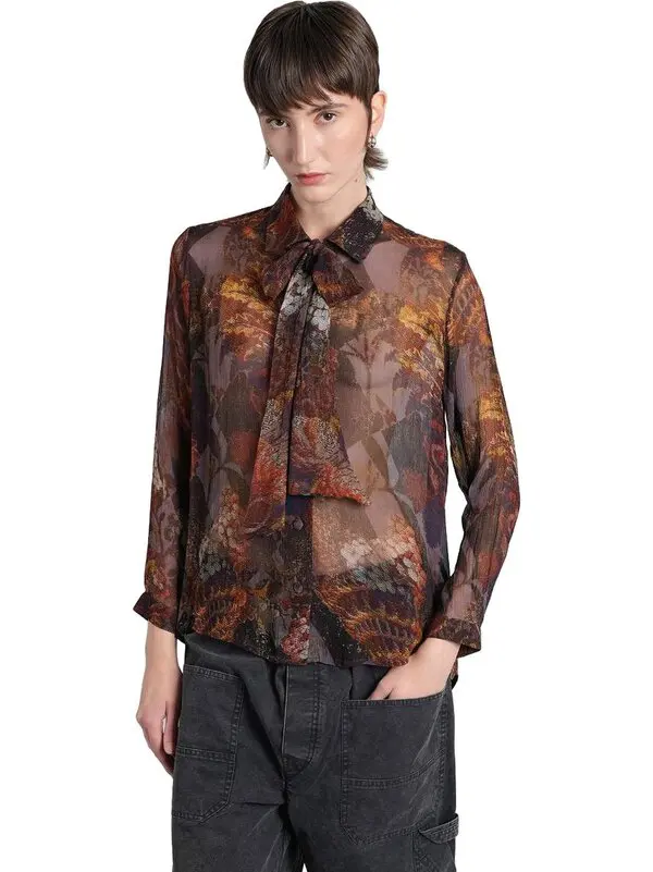 YAVI Abstract Printed Viscose Shirt - Brown