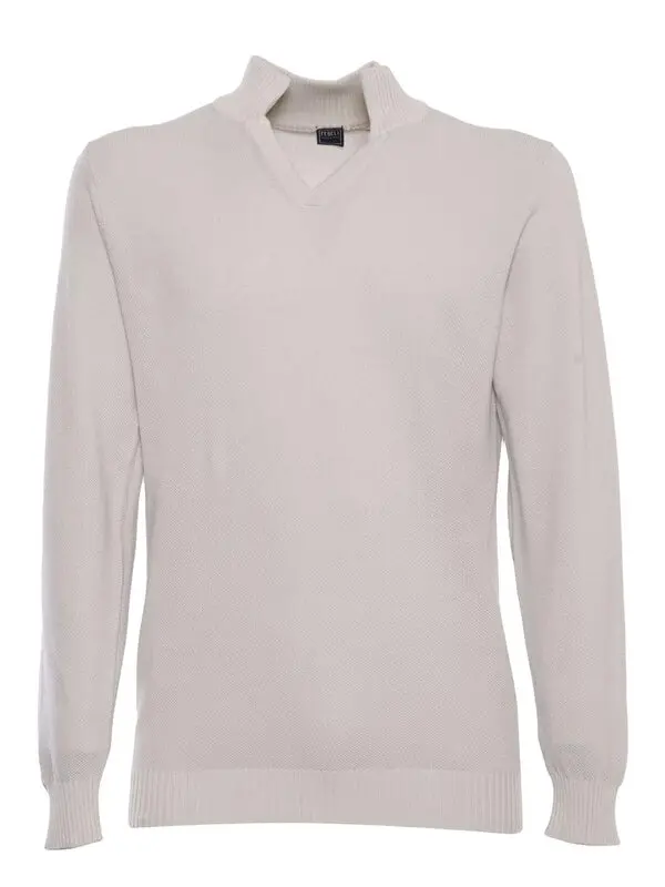Fedeli Supima Dusty Cotton Sweater - White