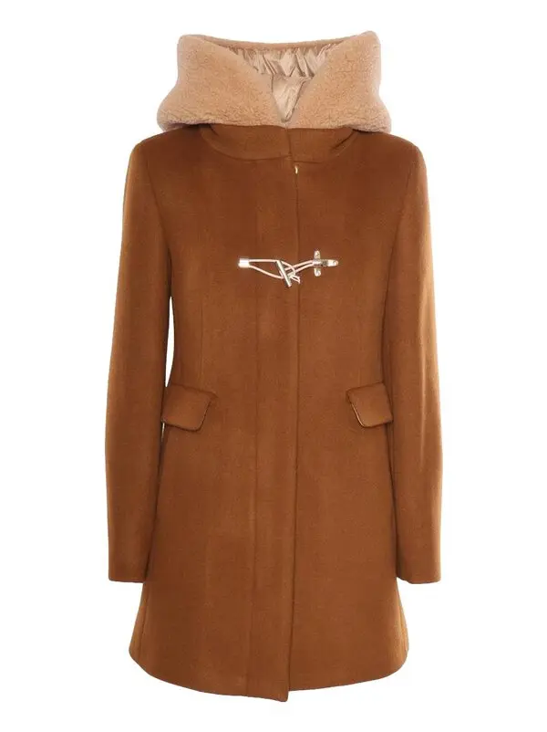 FAY Toggle Front Coat Teddy - Brown