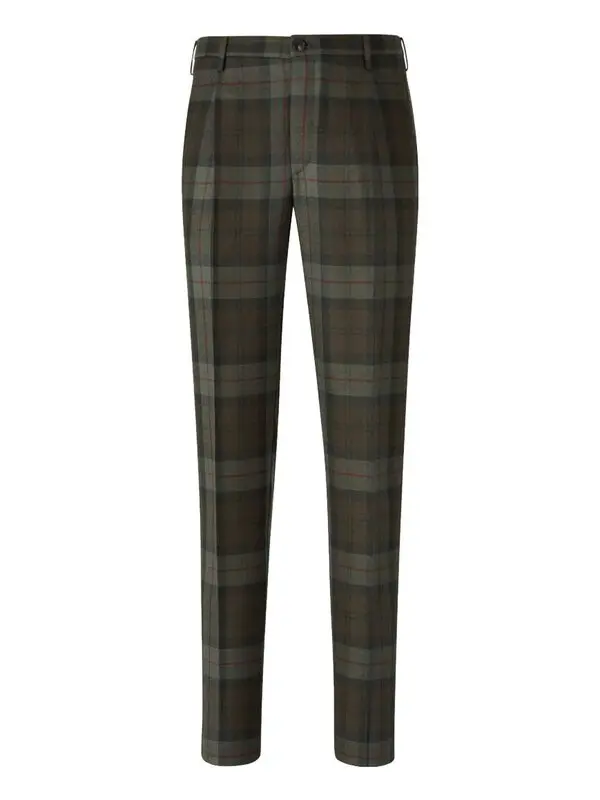 Incotex Checkered Wool Trousers - Dark Green