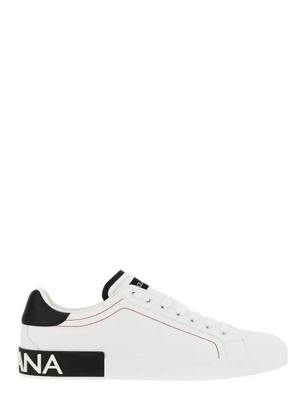 Dolce & Gabbana Portofino Leather Sneakers - White