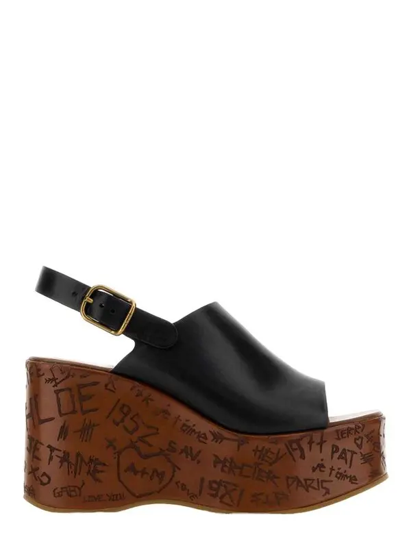 Chloé Maxime Leather Wedges - Black
