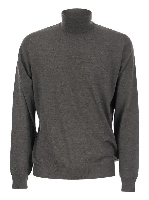 Fedeli Virgin Wool Turtleneck Sweater - Grey