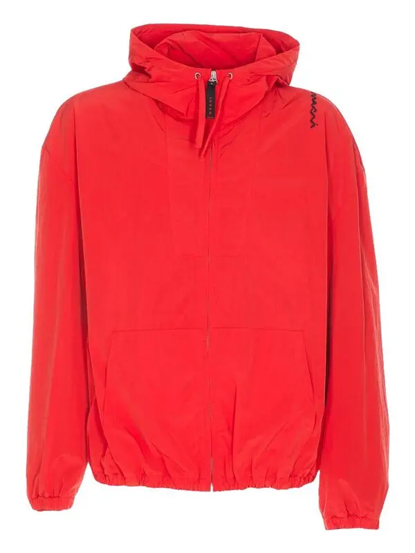 Marni Jacket With Embroidered Logo - Red