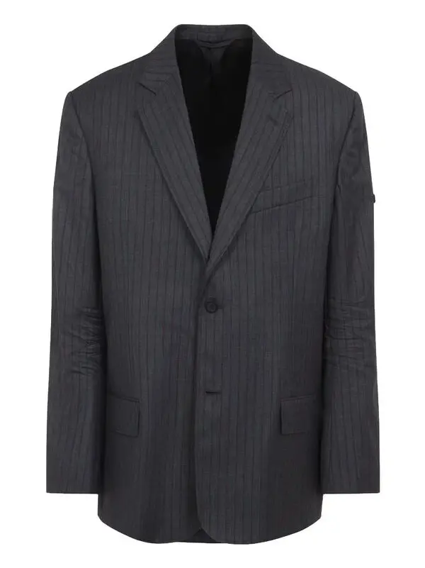 Balenciaga Pinstripe Wool Blazer - Grey