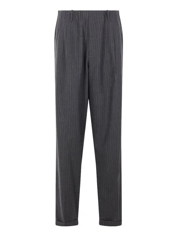 MAGLIANO Pinstripe Wool Blend Trousers - Striped Grey