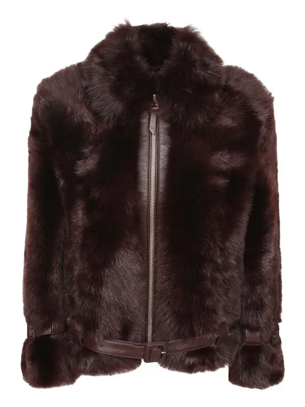 TOM FORD Shearling Jacket With Velvet Finish - Brown