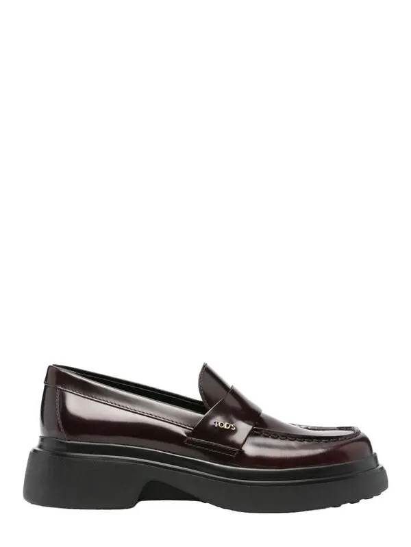 TOD'S Leather Platform Loafers - Brown
