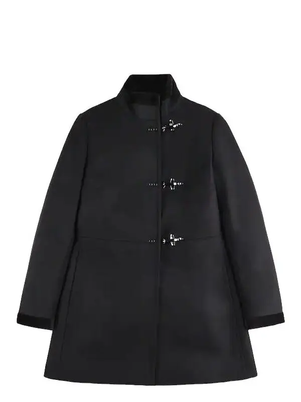 FAY Coat With Velvet Trim - Black