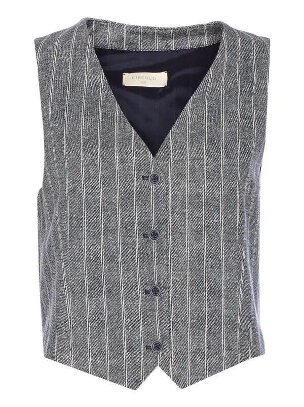 CIRCOLO 1901 Striped Vest - Grey