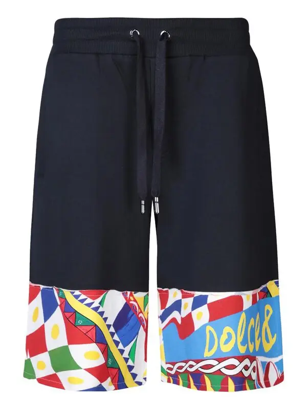 Dolce & Gabbana Carretto Siciliano Print Bermuda Shorts - Black