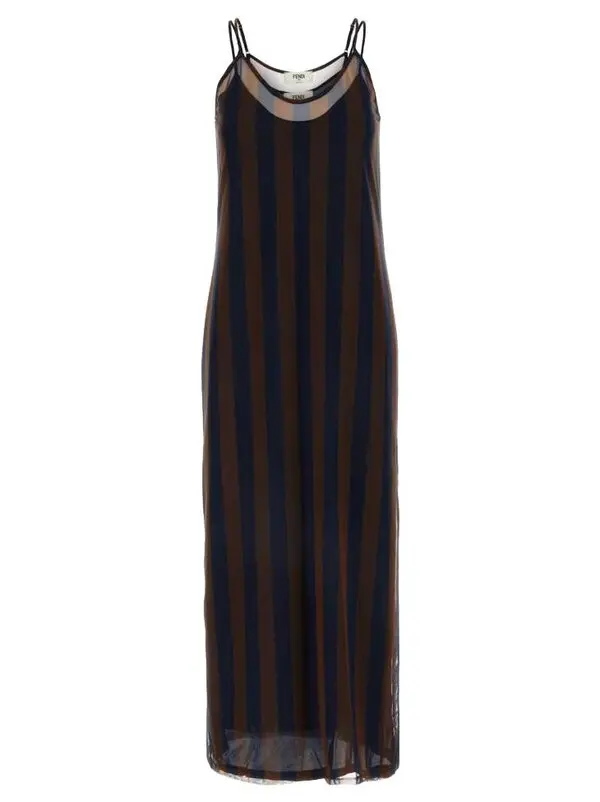 Fendi Printed Stretch Tulle Dress - Stripped