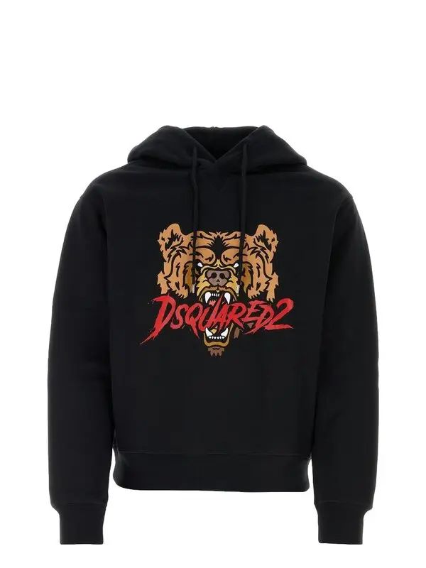 Dsquared2 Cotton Hoodie With Logo - Black