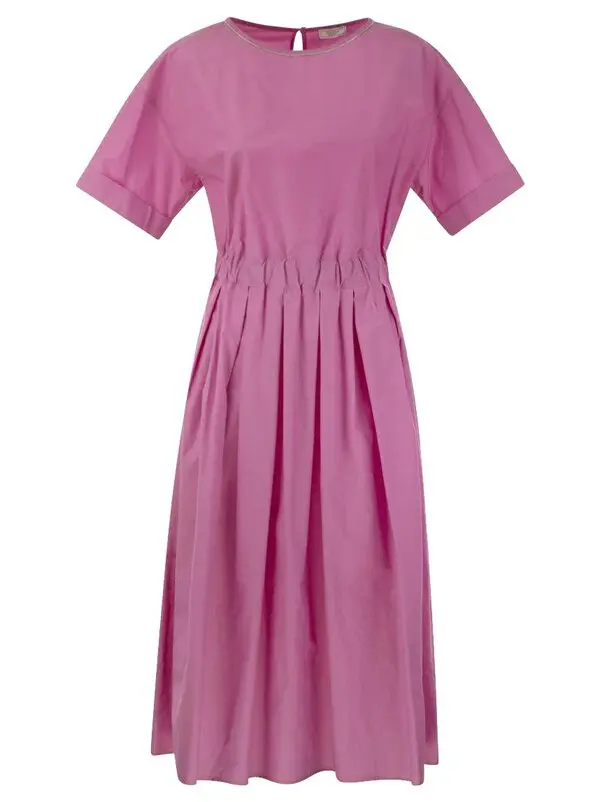 Peserico Cotton-blend Midi Dress With Light Stitch Detail - Purple