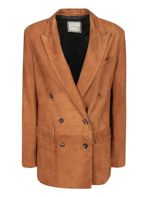 Tagliatore Suede Double-breasted Jacket - Brown