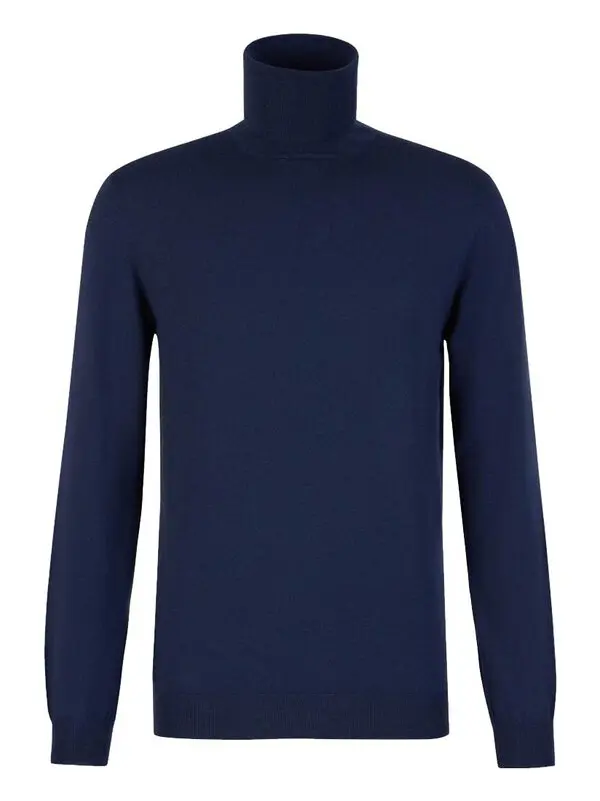 ZANONE Wool-blend Roll Neck Sweater - Navy Blue