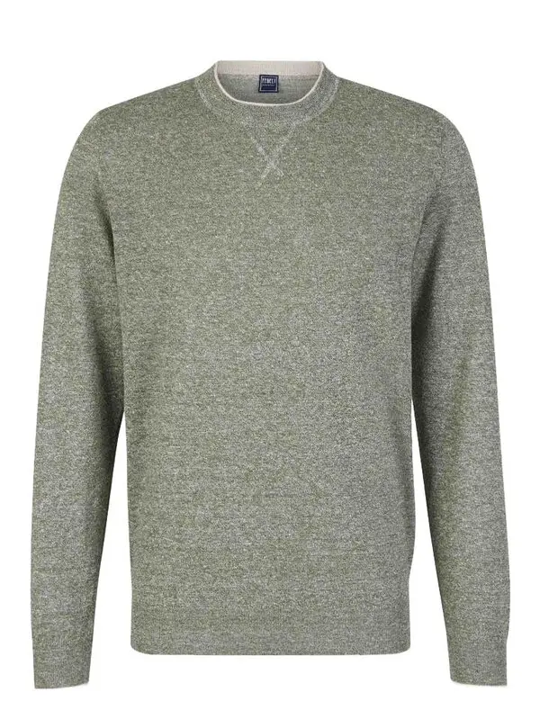 Fedeli Regular Fit Linen And Cotton Sweater - Mint Green