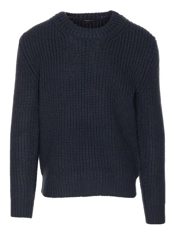 TOM FORD Crewneck Knitted Sweater - Blue