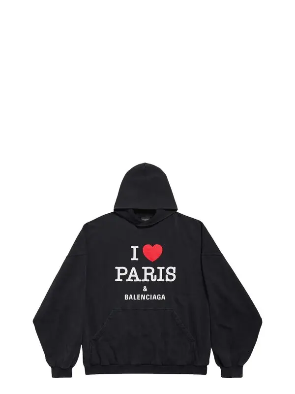 Balenciaga Cotton Hooded Sweatshirt - Black