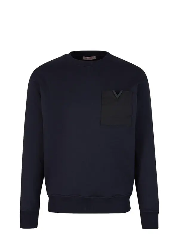 Valentino Garavani Crewneck Sweatshirt With Pocket - Midnight Blue