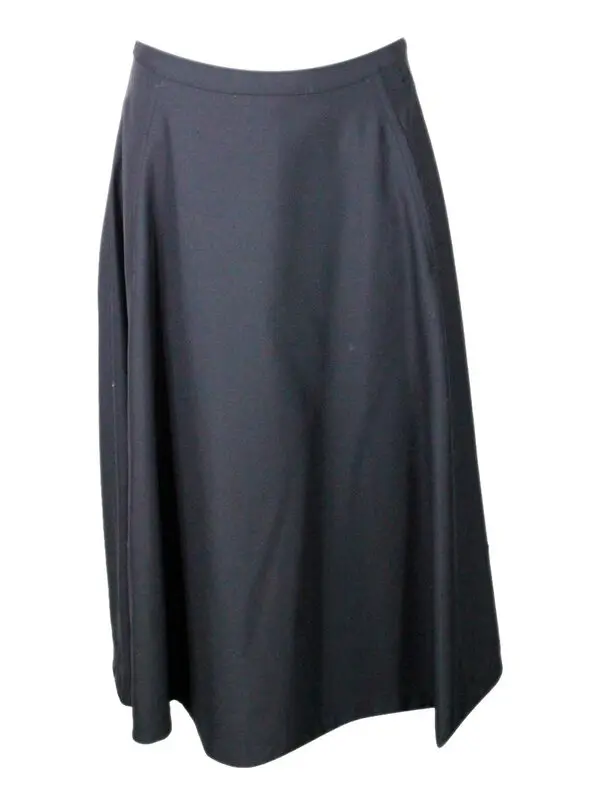 Add Long Technical Wool Skirt - Black