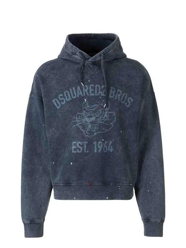Dsquared2 Cotton Hooded Sweatshirt - Navy Blue