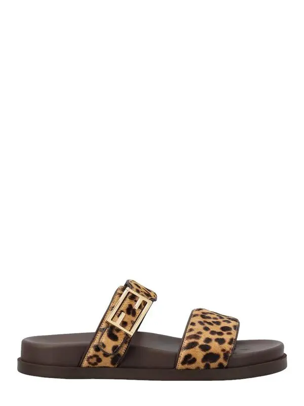 Fendi Feel Ff Jacquard Slides - Brown Brown