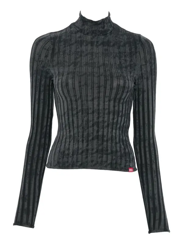 Diesel Ribbed High Neck Top - Grey