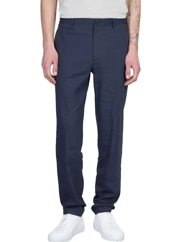 Theory Slim Fit Linen Pants - Blue