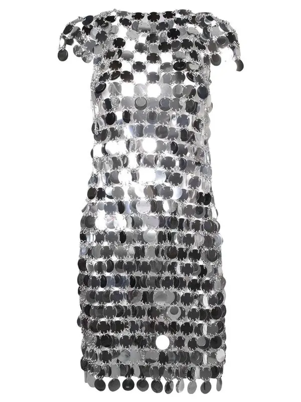 Rabanne Sequined Mini Dress - Grey