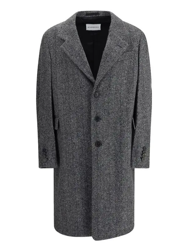 Givenchy Herringbone Coat - Grey