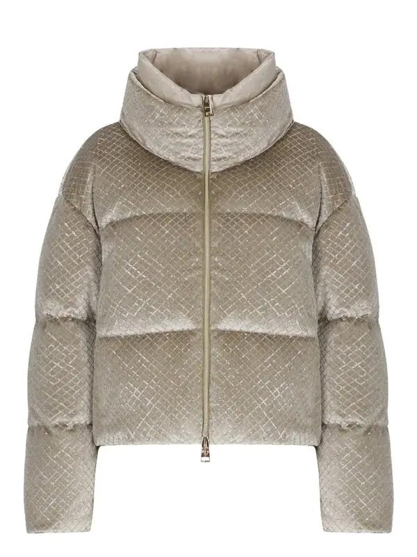 Herno Quilted Velvet Down Jacket - Beige