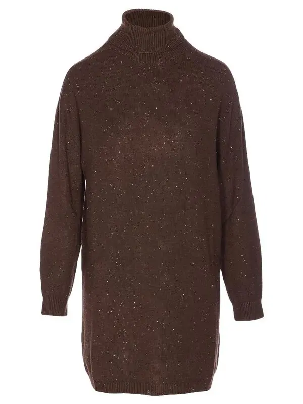 Liu Jo Midi Dress With Sequins - Brown