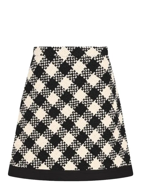 Valentino Garavani Damier Tweed Skirt - Betule/black