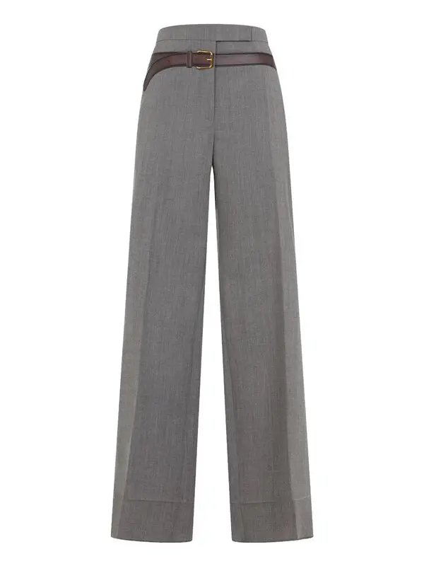 Prada Wool Blend Wide Leg Pants - Beige