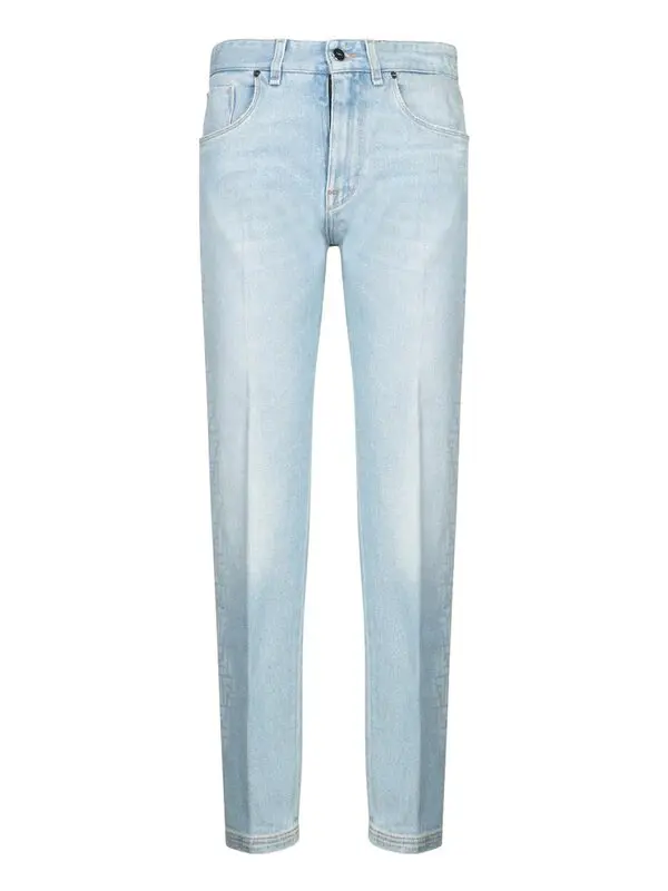 Fendi High-waisted Jeans With Ff Print - Blue