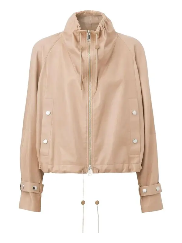 Burberry Cropped Leather Jacket - Beige