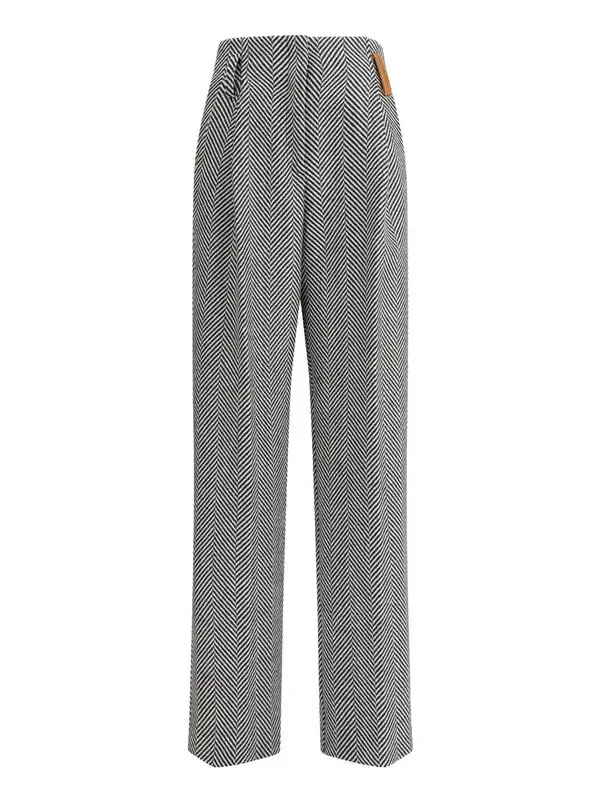 FORTE_FORTE High-waisted Chevron Wool Trousers - Multicolour