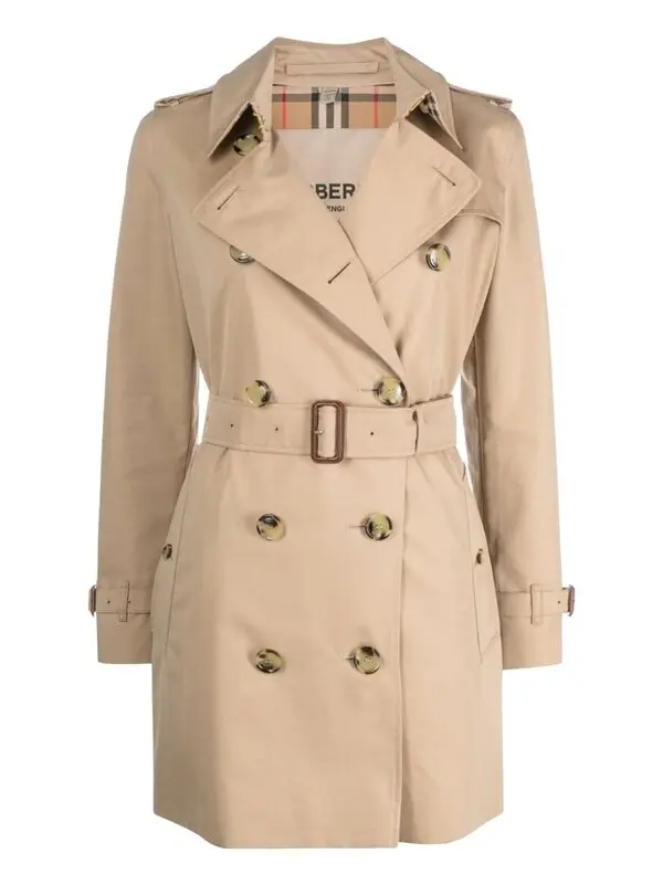 Burberry Short Kensington Heritage Cotton Trench Coat - Beige