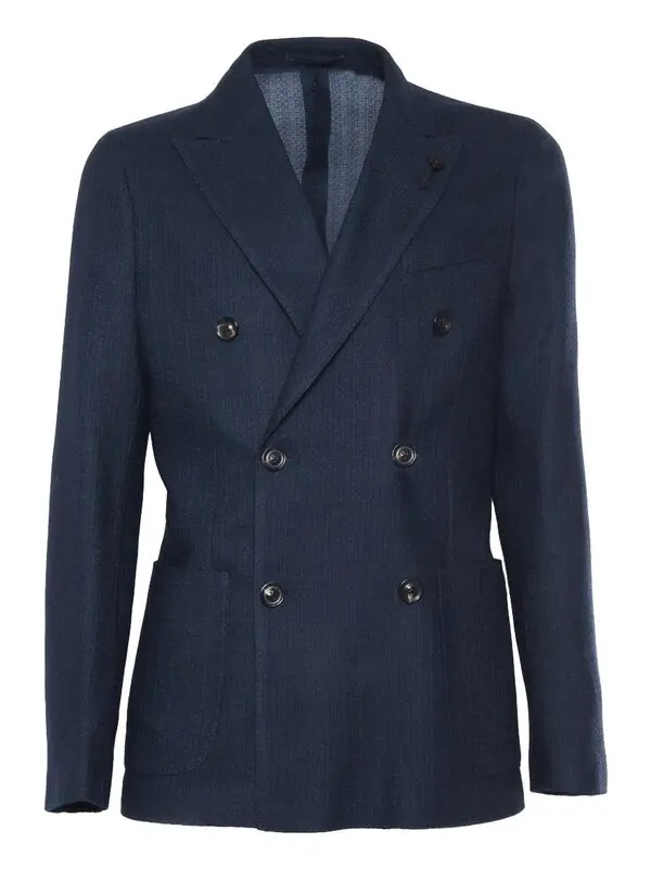 LARDINI Double-breasted Blazer - Blue