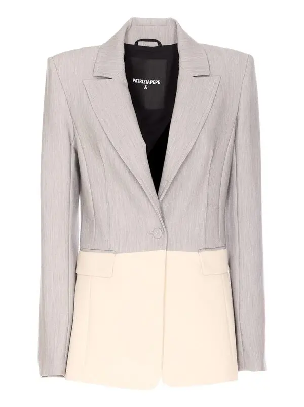 Patrizia Pepe Jacket With Plaque Logo - Grey