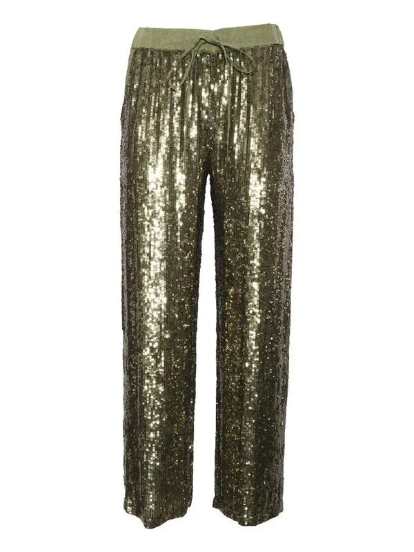 P.a.r.o.s.h Sequined Wide Leg Trousers - Green