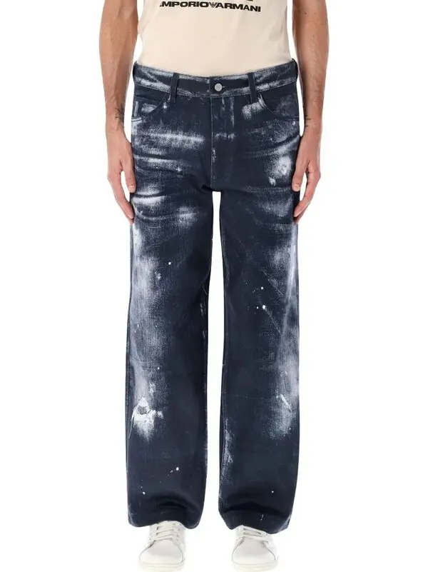 Emporio Armani Organic Cotton Drill Jeans With Distressed Print - Fb314
