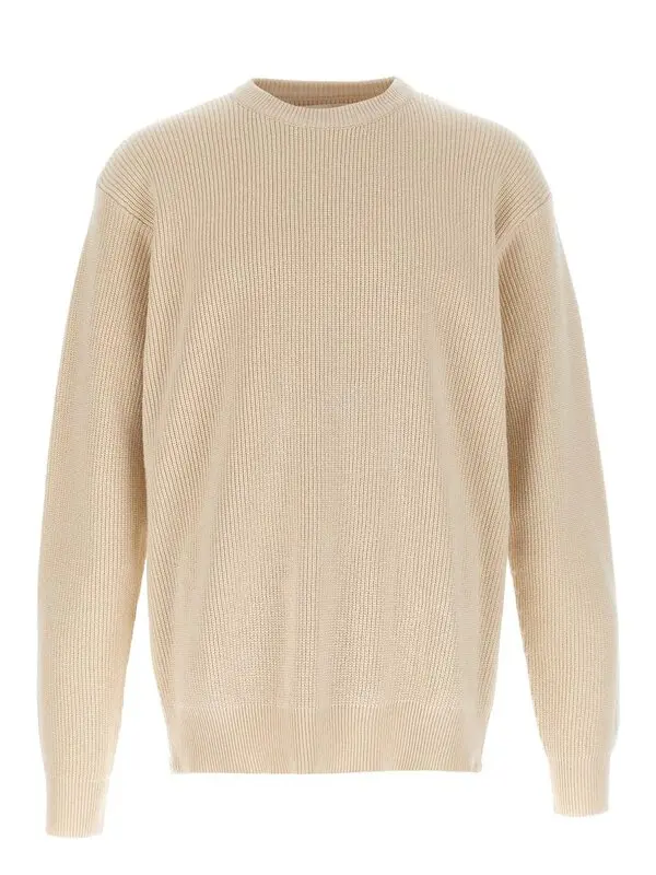JIL SANDER Knitted Cotton Zip Sweater - Beige