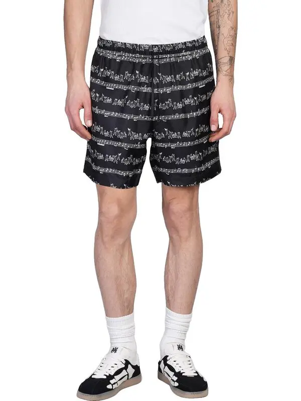 Amiri Printed Silk Shorts - Black