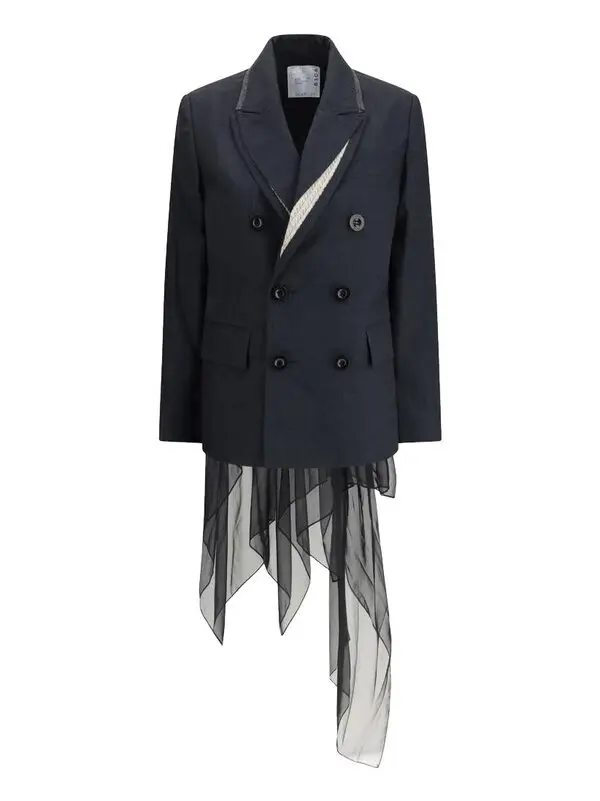 Sacai Suit Jacket With Asymmetrical Hem - Grey