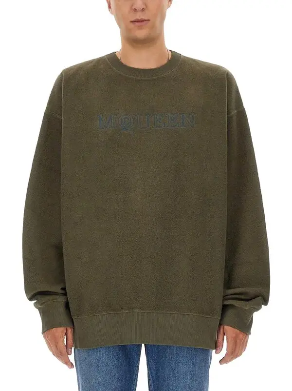 Alexander McQueen Sweatshirt With Logo - Military Green