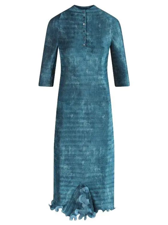 Fendi Pleated Fabric Dress - Petrol Blue