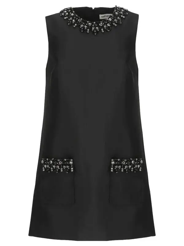 SELF-PORTRAIT Embellished Mini Dress - Black