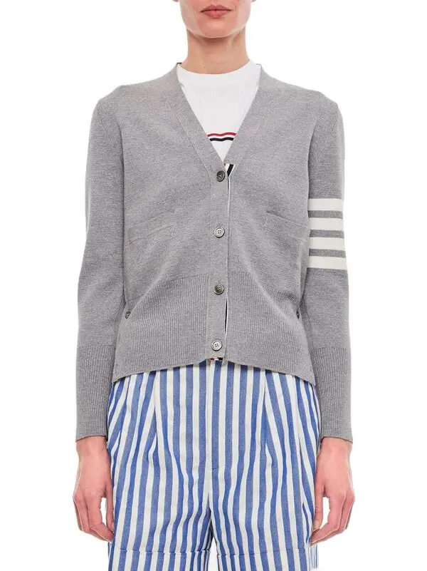 Thom Browne Milano Knitwear With Signature Stripes - Grey